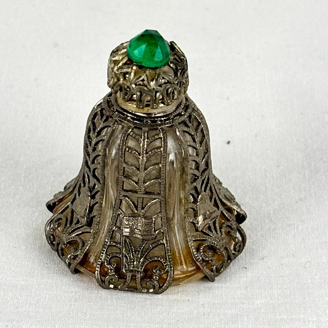 Vintage Miniature Liberty Bell Perfume Bottle With Silver Tone Filigree ...