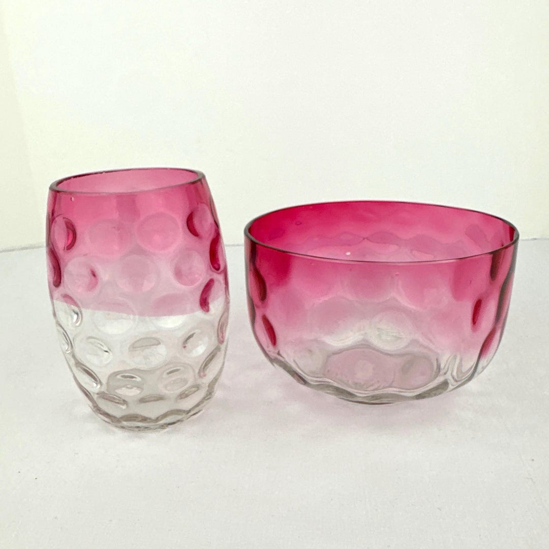 Victorian Rubina Glass Bowl and Juice Glass - Etsy