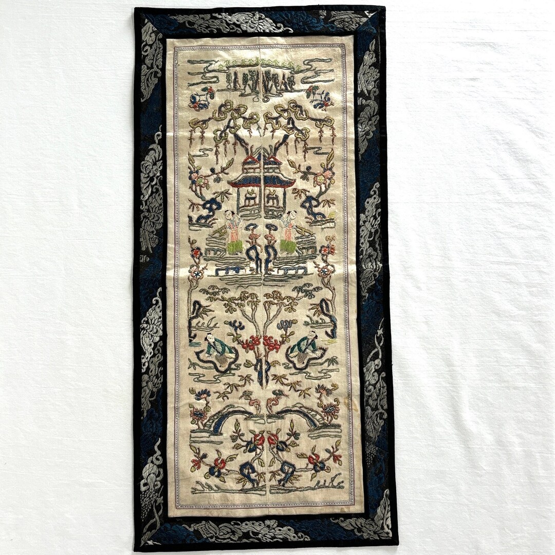 Antique Peking Forbidden Stitch Embroidered Panel - Etsy