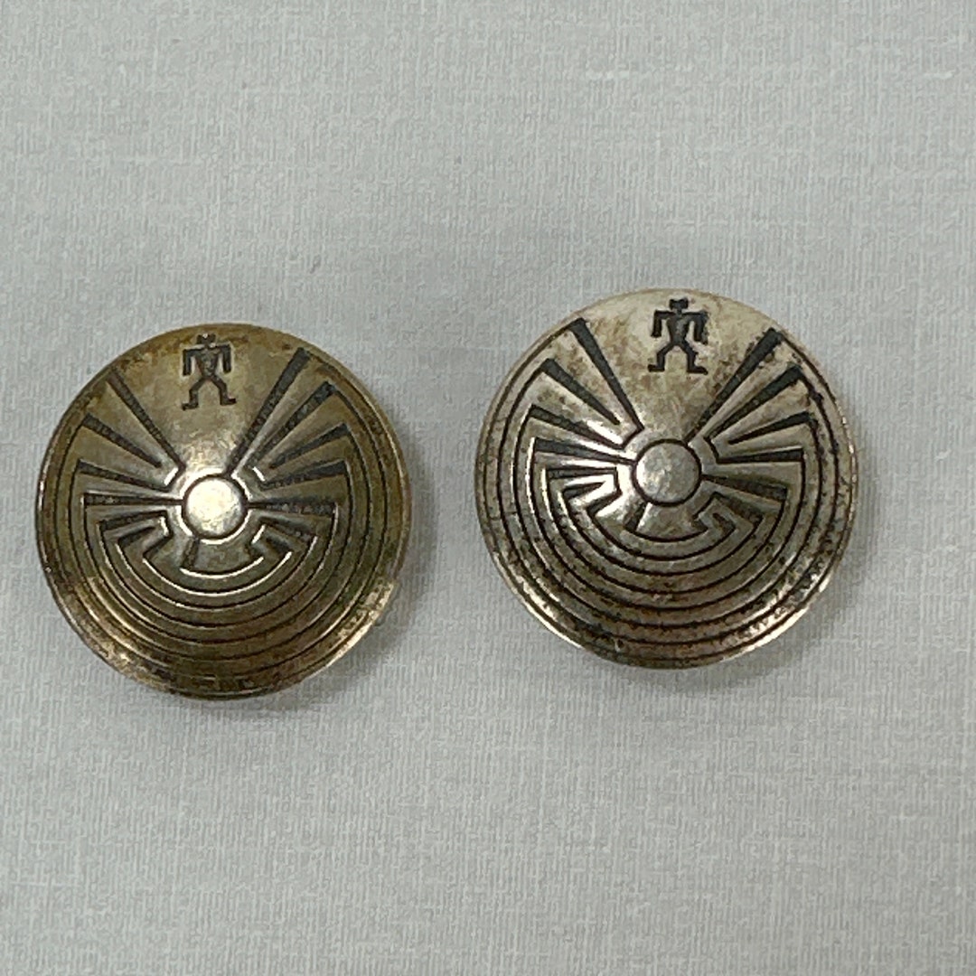 2 Native American Style Sterling Silver Button Covers - Etsy