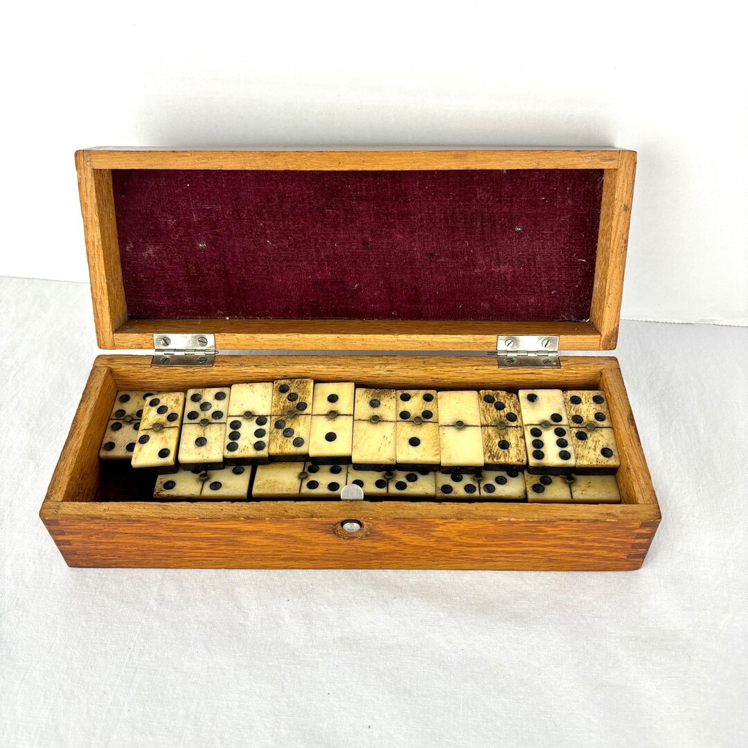 Antique Hand Carved Bone Dominoes in Dovetailed Wood Box - Etsy