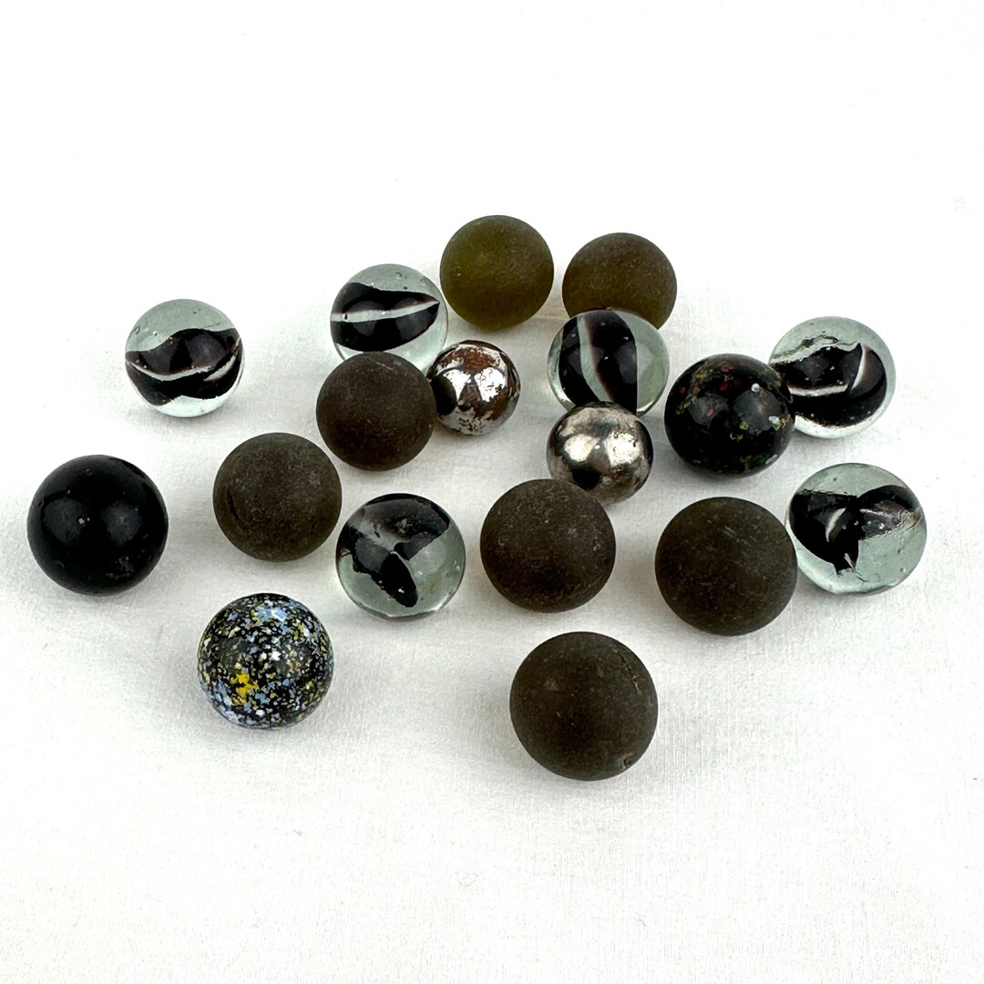 Assorted Vintage Black Marbles - Speckles, Cat’s Eye, Sea Glass ...