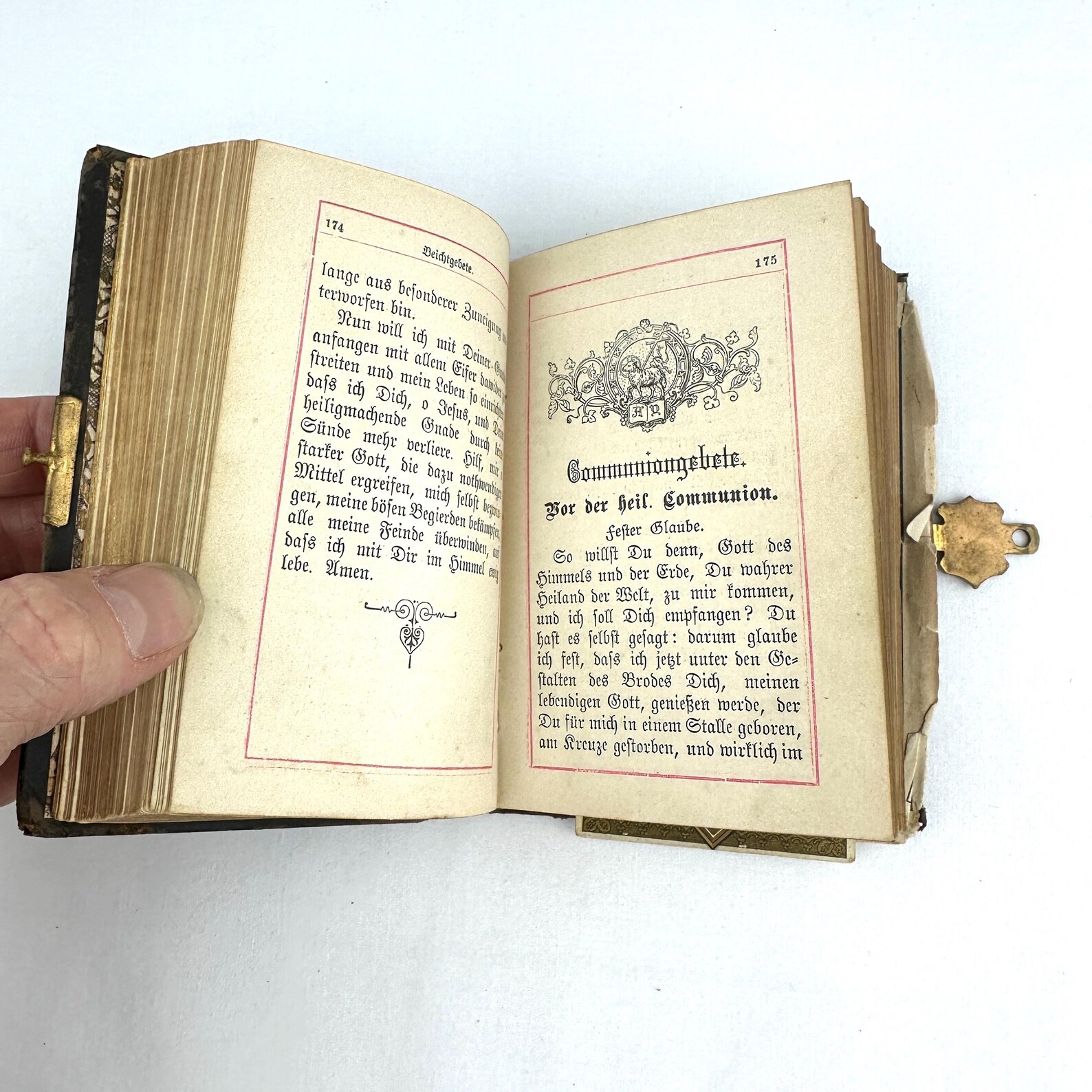 Antique German Prayer Book With Leather and Celluloid Cover and Gilt ...