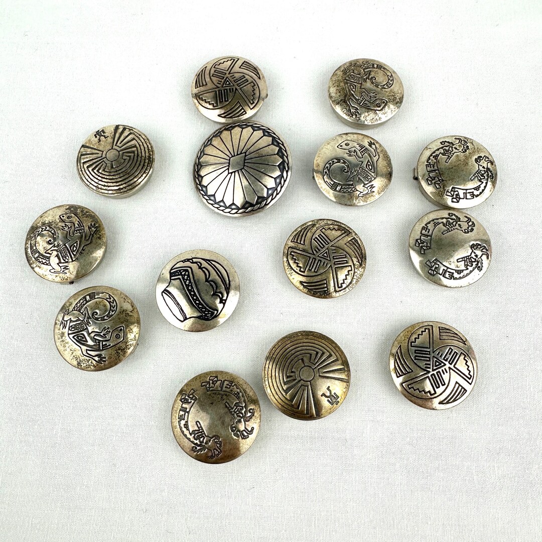 Native American Style Sterling Silver Button Covers - Etsy
