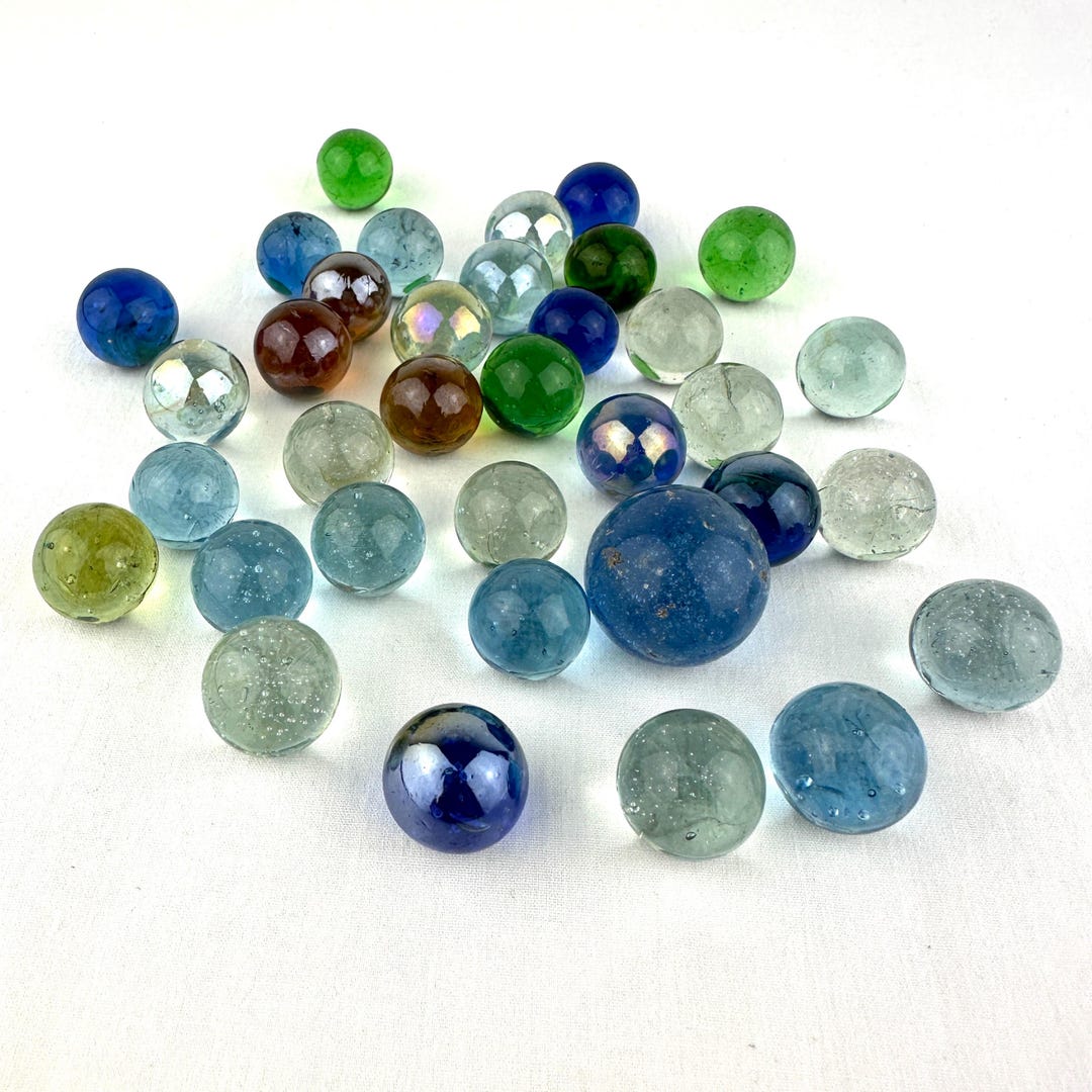 34 Vintage Iridescent and Solid Marbles Plus One Shooter - Etsy