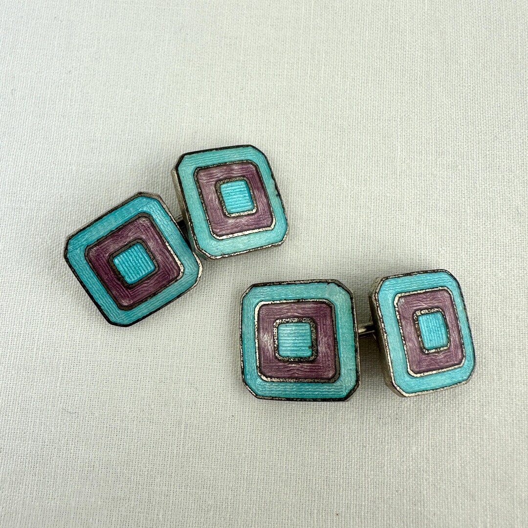 Vintage Guilloche Enamel Cuff Links - Etsy