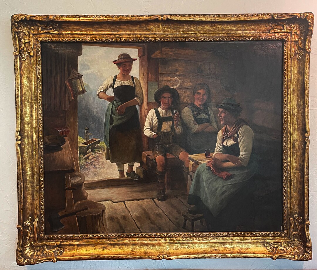 Antique M Wachsmuth Oil Painting Eine Geselige Runde - Etsy