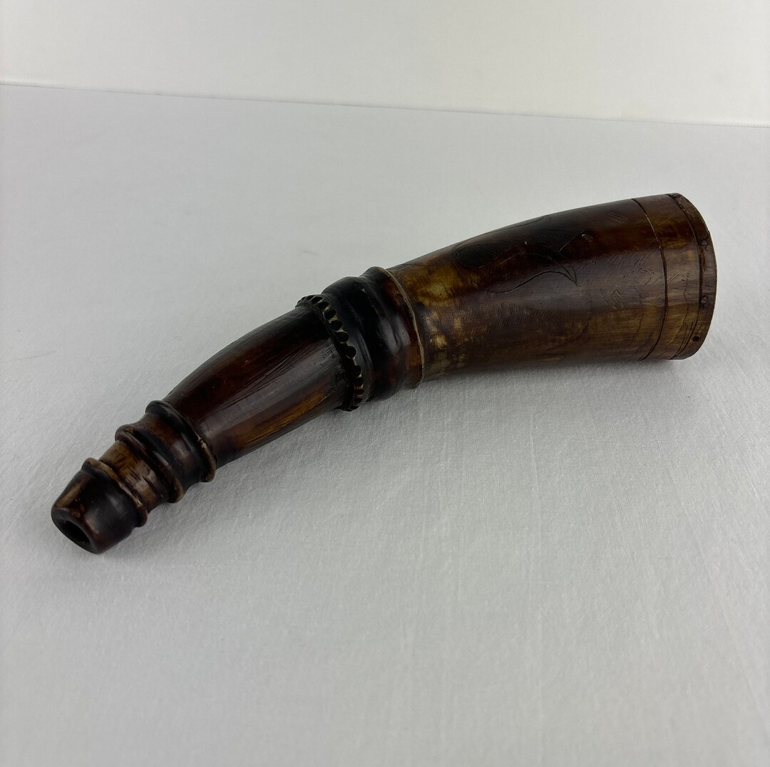 Antique Carved Folk Art Powderhorn With Initials - Etsy