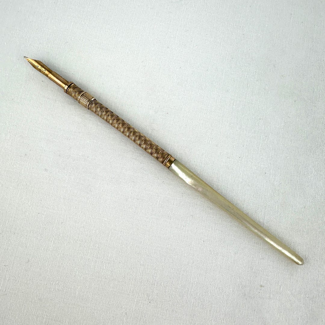 Vintage Dip Pen With 14K Gold Nib & Mother of Pearl Handle - Etsy