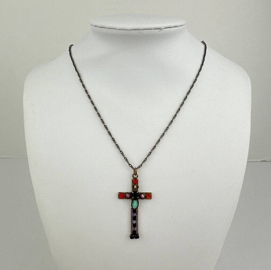 Art Glass Bead Holy Cross Necklace - Etsy