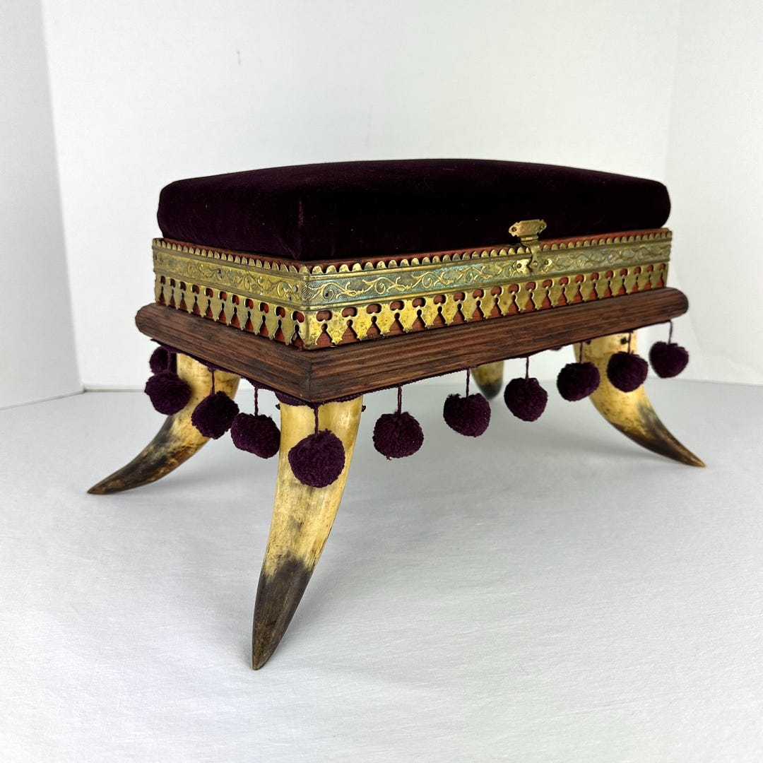 Victorian Bovine Horn Sewing Box Footstool - Etsy