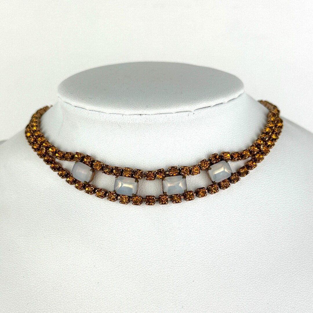 Midcentury Faux Moonstone Choker Necklace - Etsy