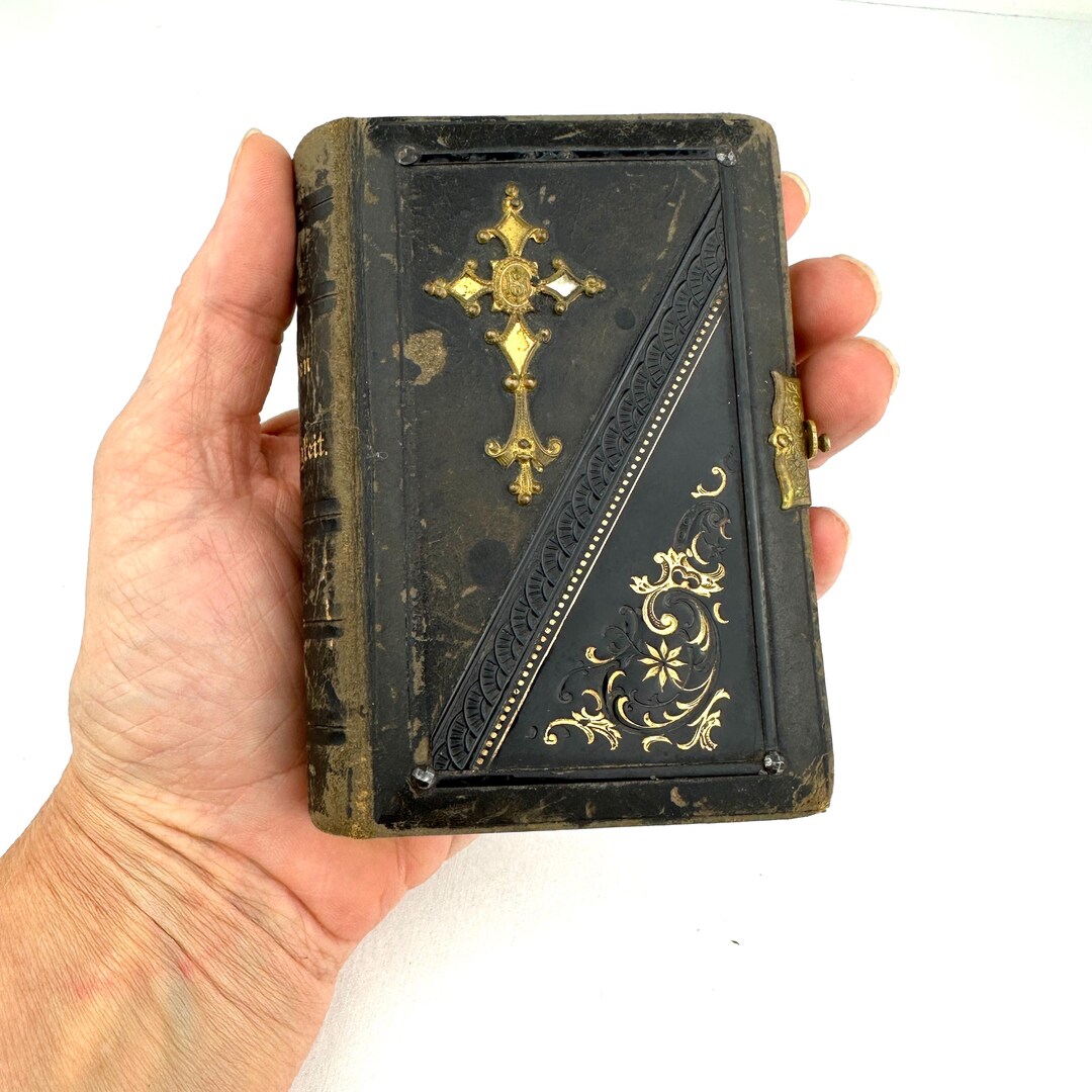 Antique German Prayer Book With Leather and Celluloid Cover and Gilt ...