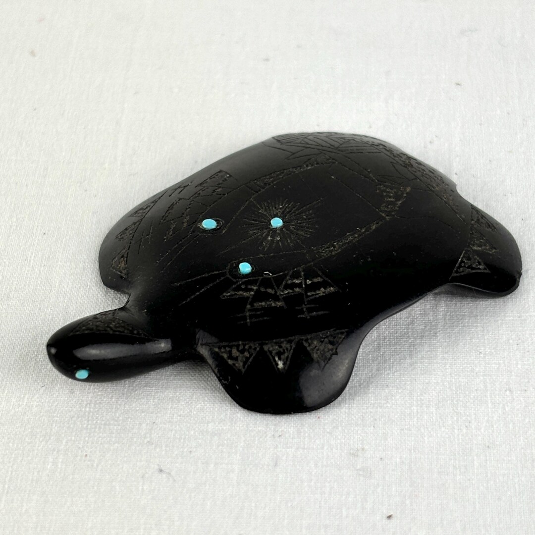Black Marble Turtle Native American Zuni Fetish - Etsy