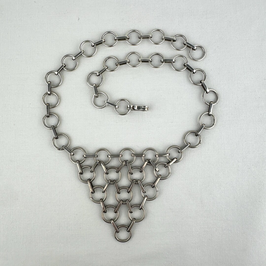 Early Mexican Silver Chain Link Necklace Signed - Etsy