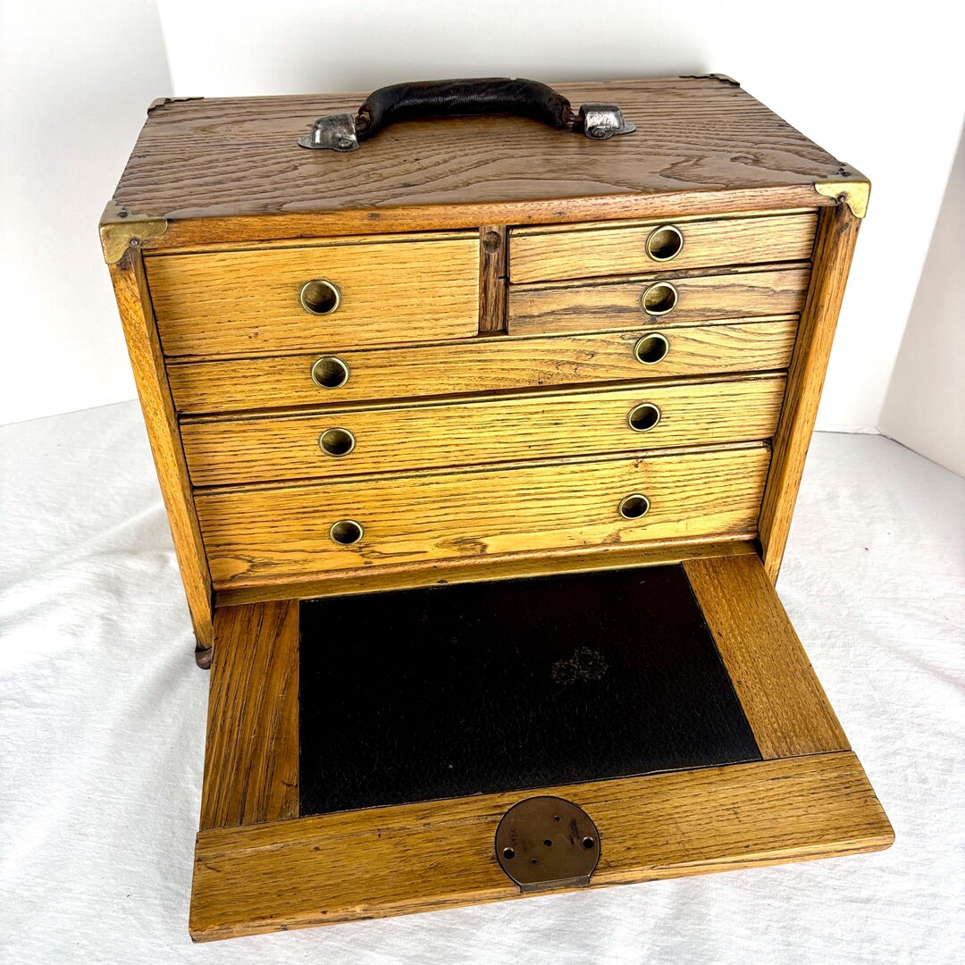 Antique Oak Six Drawer Machinist Tool Box - Etsy