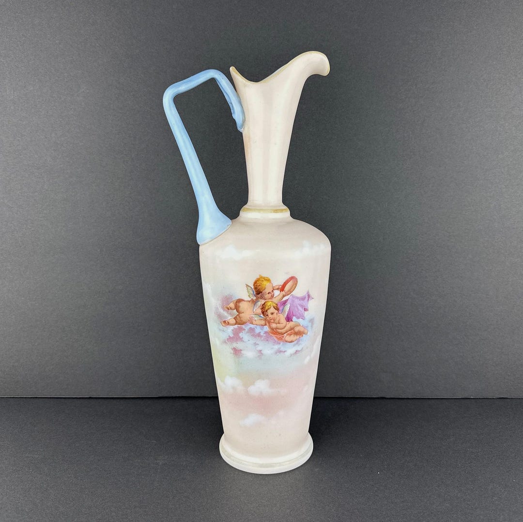 Large Victorian Hand Blown Glass Pitcher With Cherubs - Etsy
