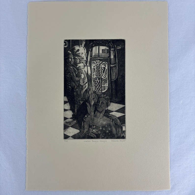 Vintage Deborah Haylor Signed Etching Jukebox Boogie Woogie - Etsy