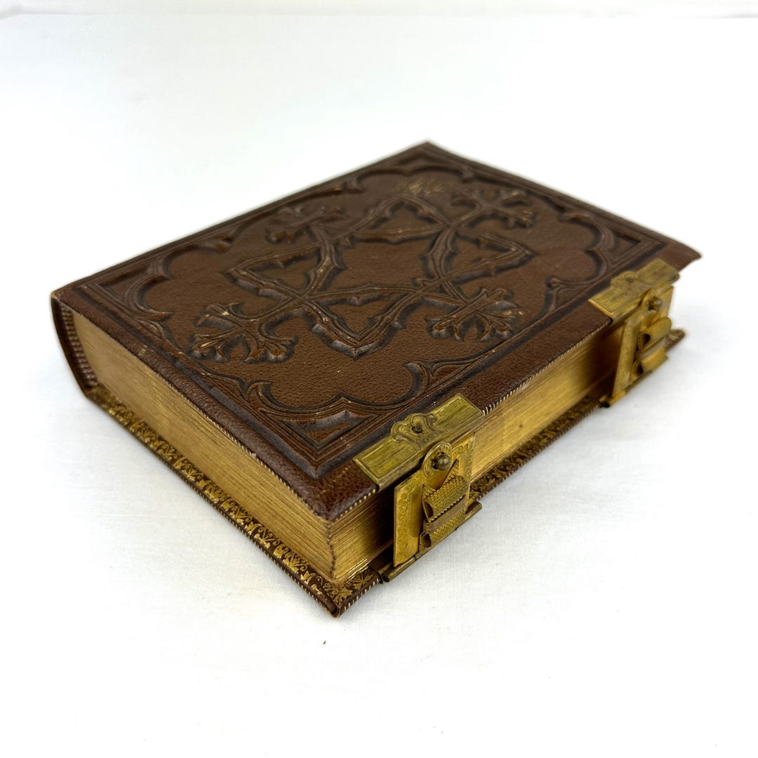 Antique Hand Tooled Leather CDV & Tintype Photo Album With Brass ...