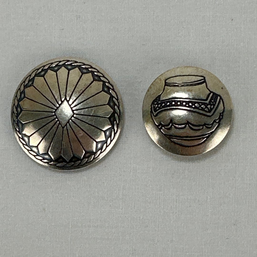 2 Native American Style Sterling Silver Button Covers - Etsy