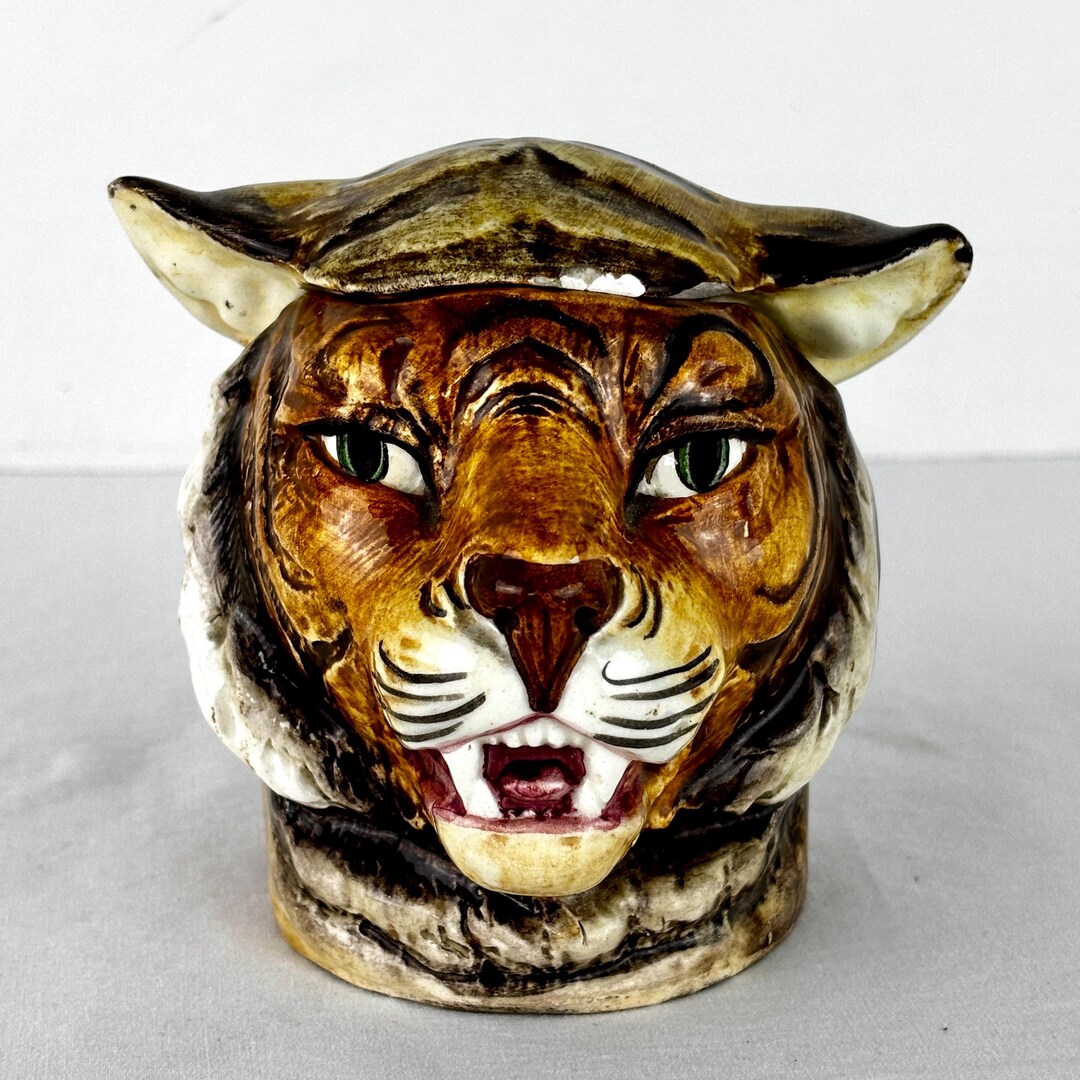 Antique Majolica Ceramic Tiger Humidor - Etsy