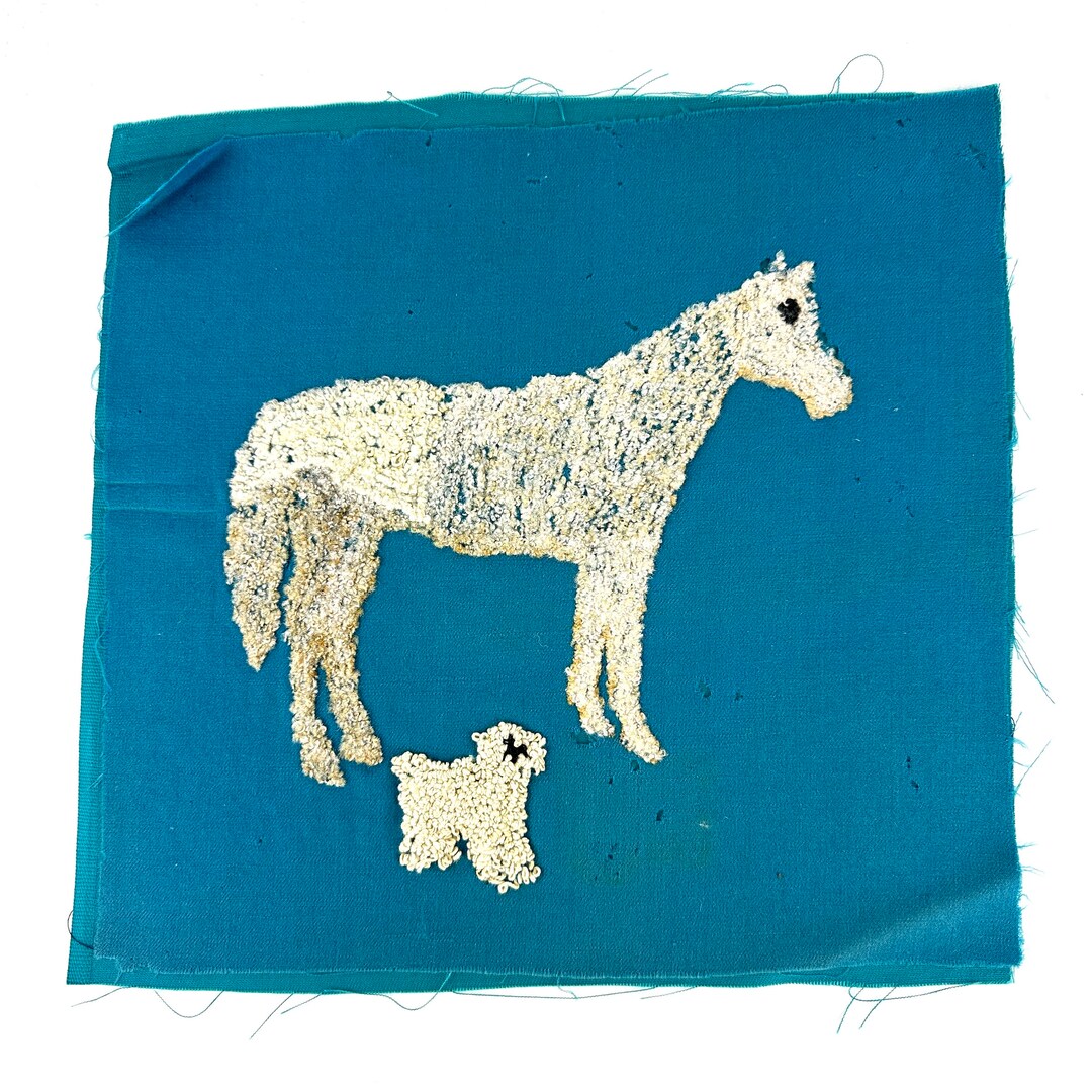 Vintage Needlework Horse and Dog Embroidery Panel - Etsy