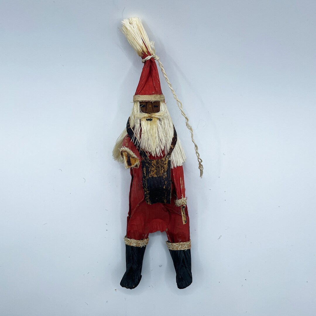 Vintage Corn Husk Santa Ornament - Etsy