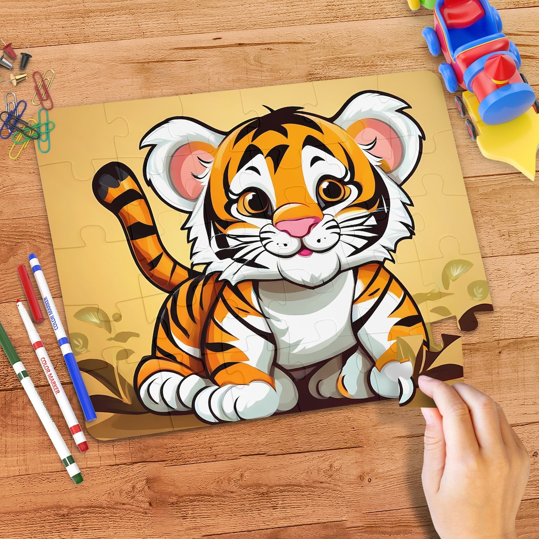 Toddler Puzzle - Cute Cartoon Tiger, Educational Jigsaw Game for Kids ...