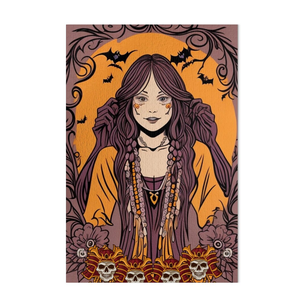 Witch Theme Puzzle, Gothic Art Puzzle, Halloween Puzzle for Adults ...