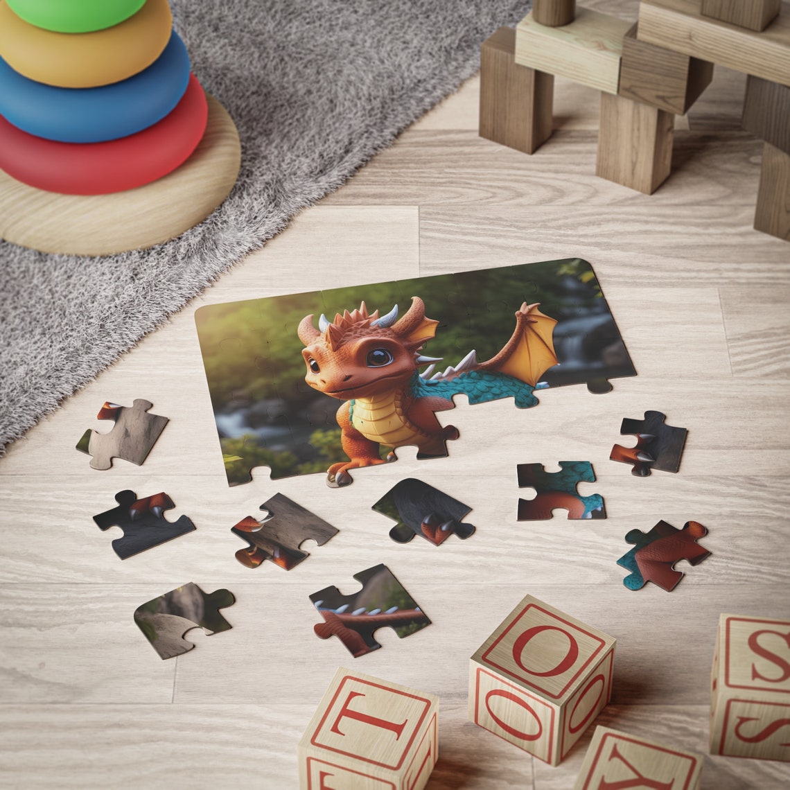 Kids Dragon Jigsaw Puzzle, Colorful Dragon Puzzle, Vibrant Mythical ...