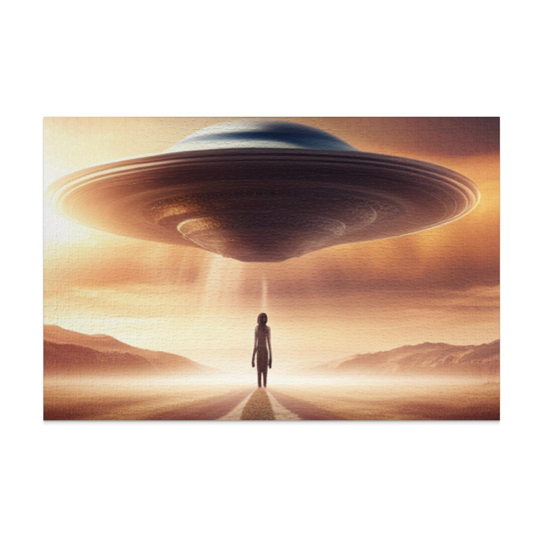 UFO Puzzle, Sci-fi Landscape Jigsaw Puzzle, Alien Encounter Art Puzzle ...
