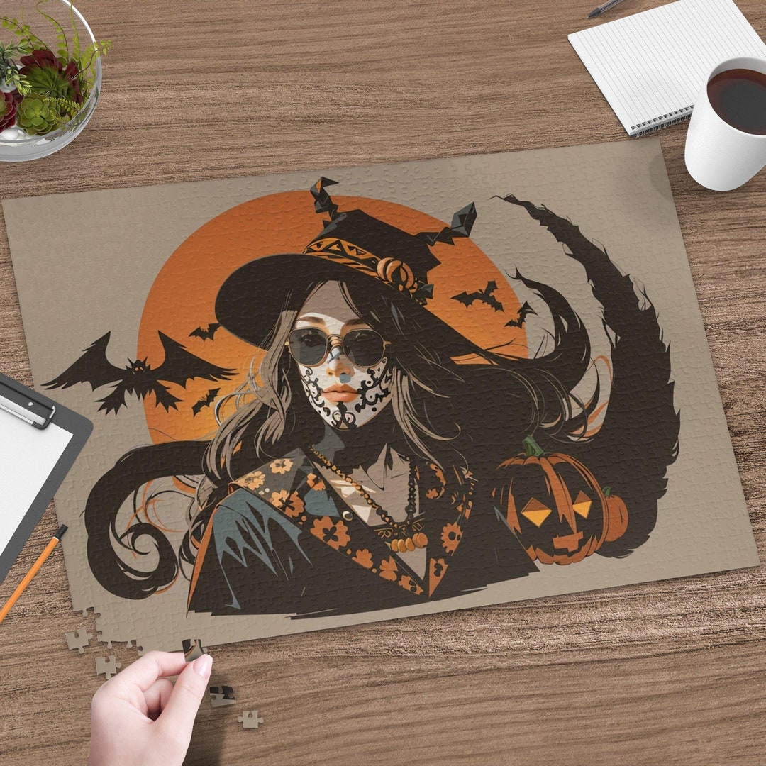 Halloween Witch Puzzle, 1014 Pieces, Spooky Witch Art Puzzle, Fun ...
