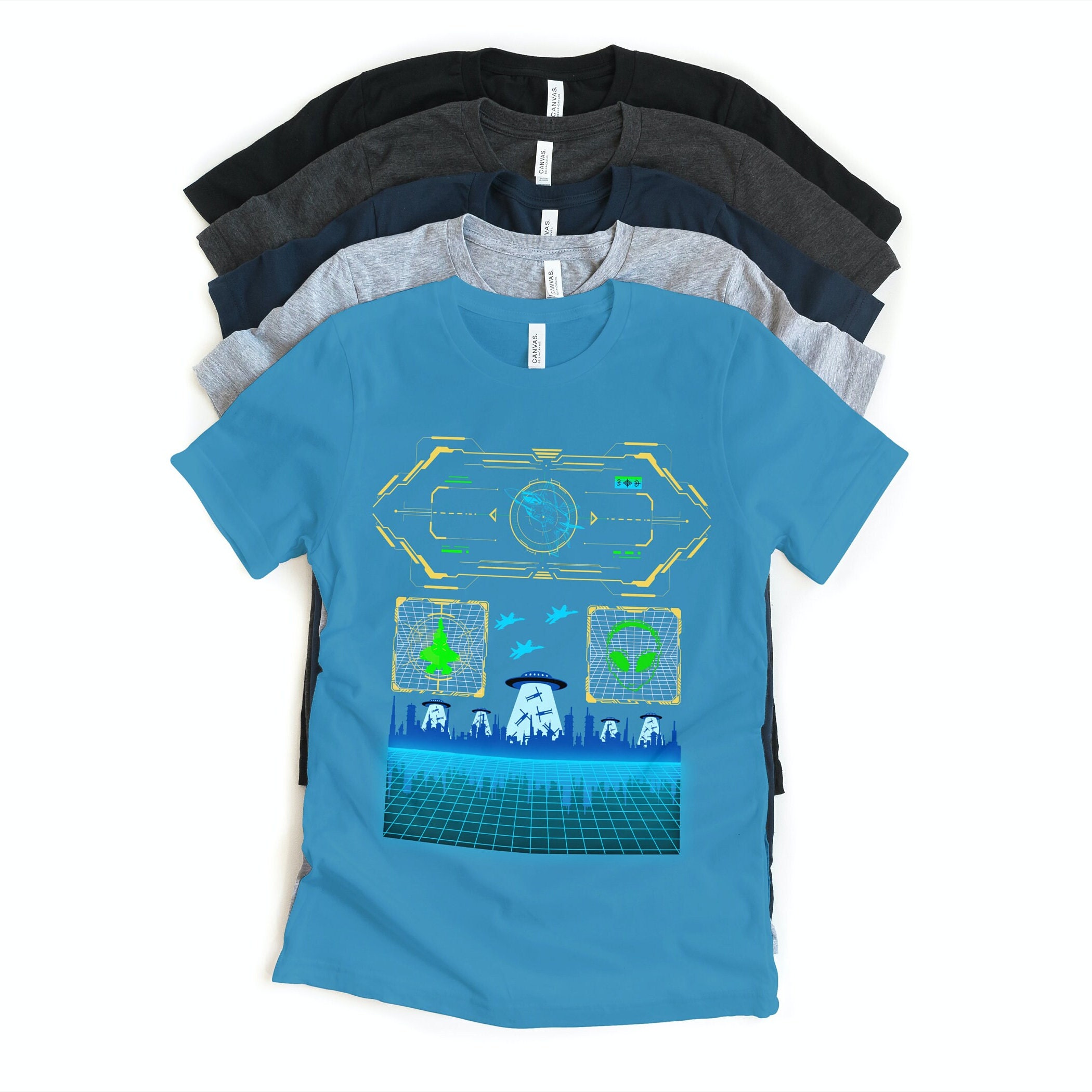 Cyberpunk Alien UFO Shirt Invasion Force: Alien Encounter Tee Cyber ...