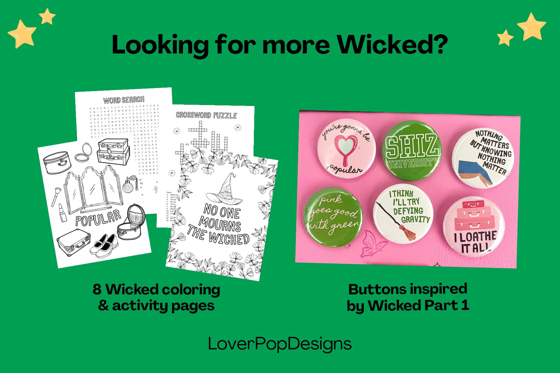 Wicked Part 2 Buttons - Set of 6 for Good Wicked Inspired Pins - Etsy