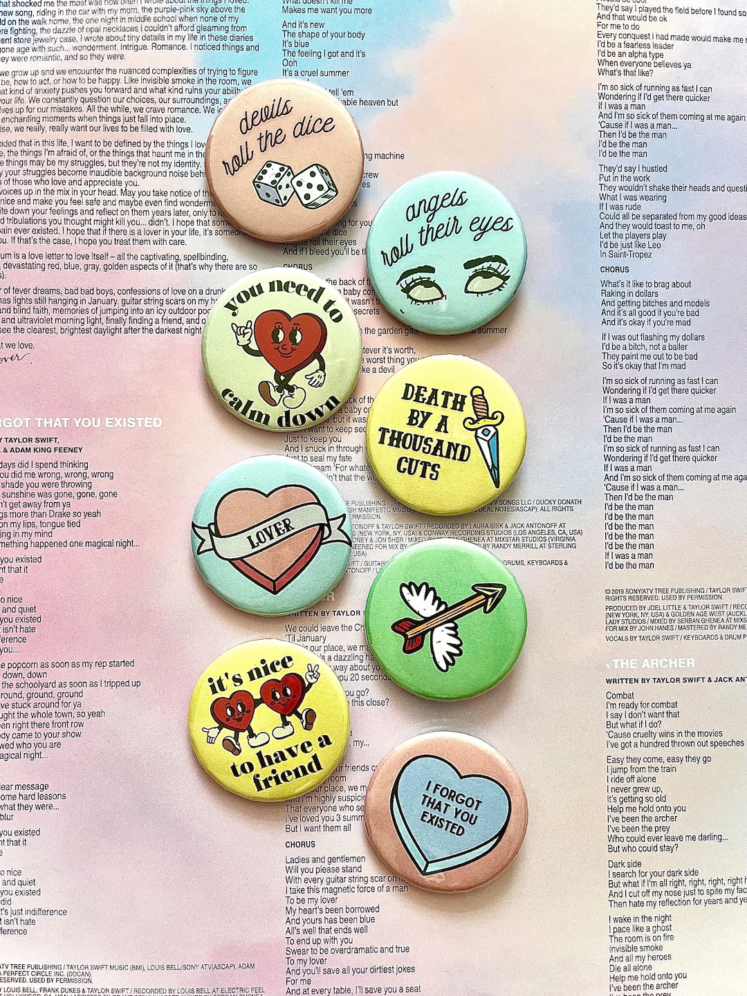 Lover Era Buttons - Set of 8 Pins - Etsy