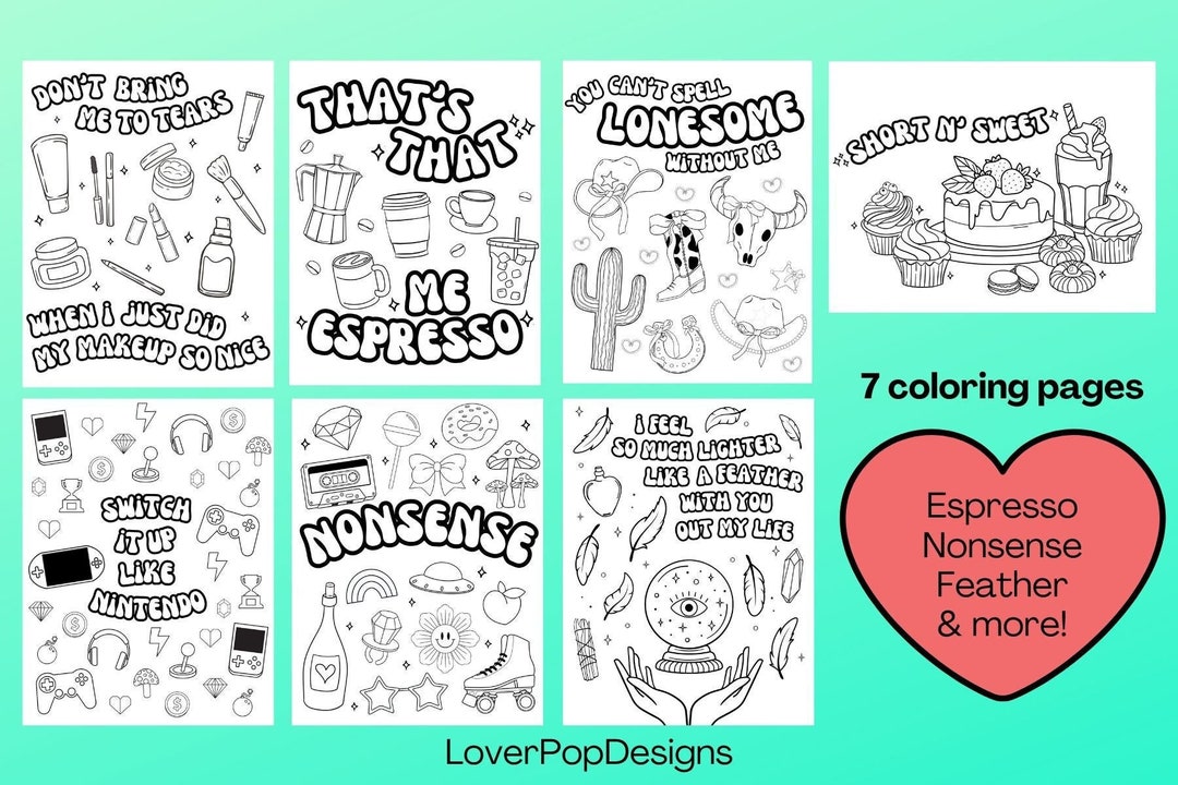 Nonsense Coloring Pages - 7 Instant Download PDF Pages for Coloring - Etsy