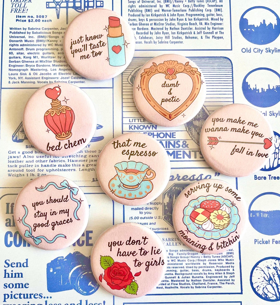Short N’ Sweet Buttons - Set of 8 Pins - Etsy
