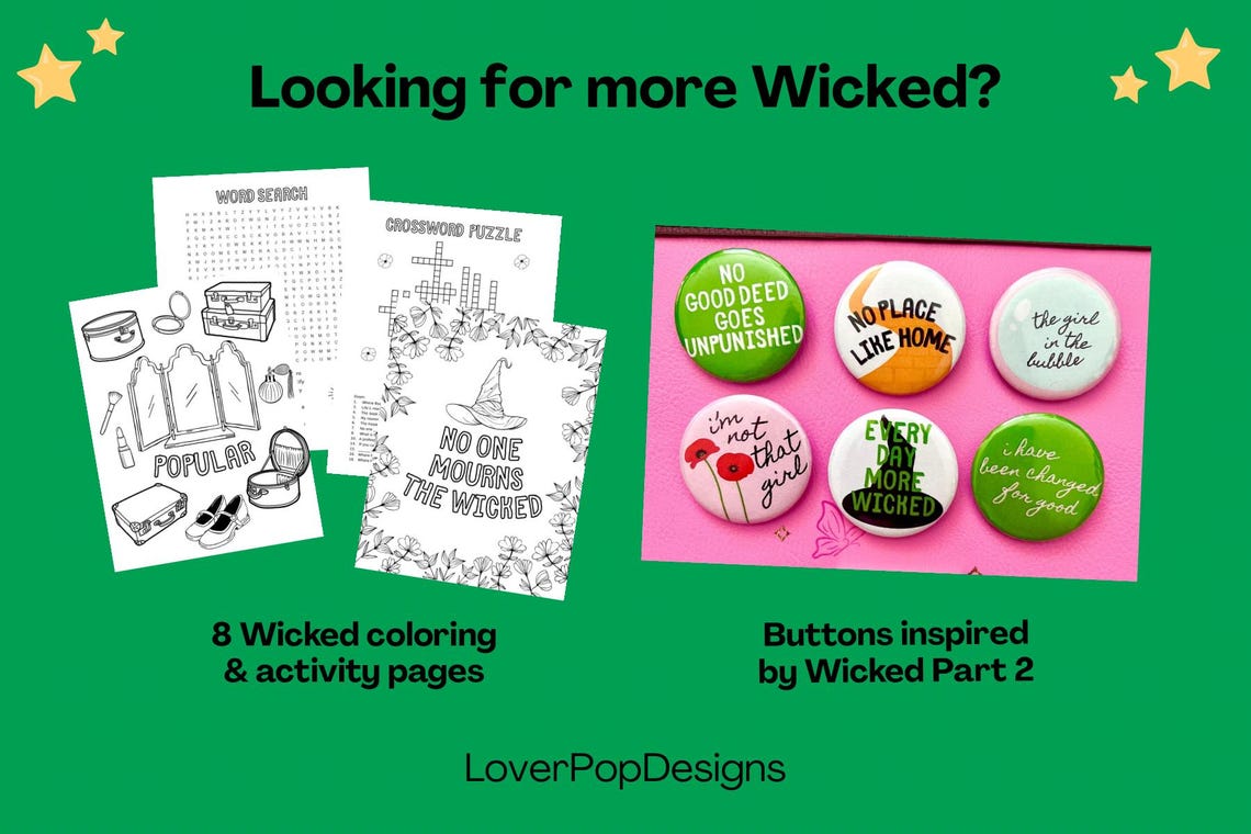 Wicked Buttons - Set of 6 Wicked Inspired Pins - Etsy