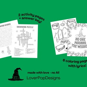 Wicked Movie Coloring & Activity Pages - 8 Wicked Inspried PDF Pages ...