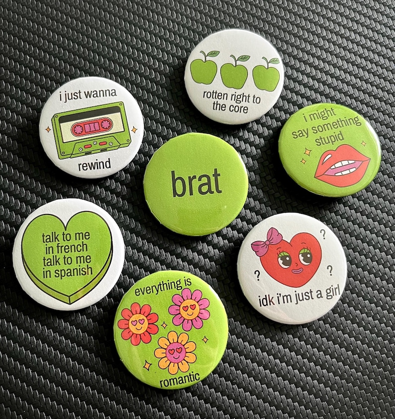 Brat Buttons - Set of 7 Pins - Etsy
