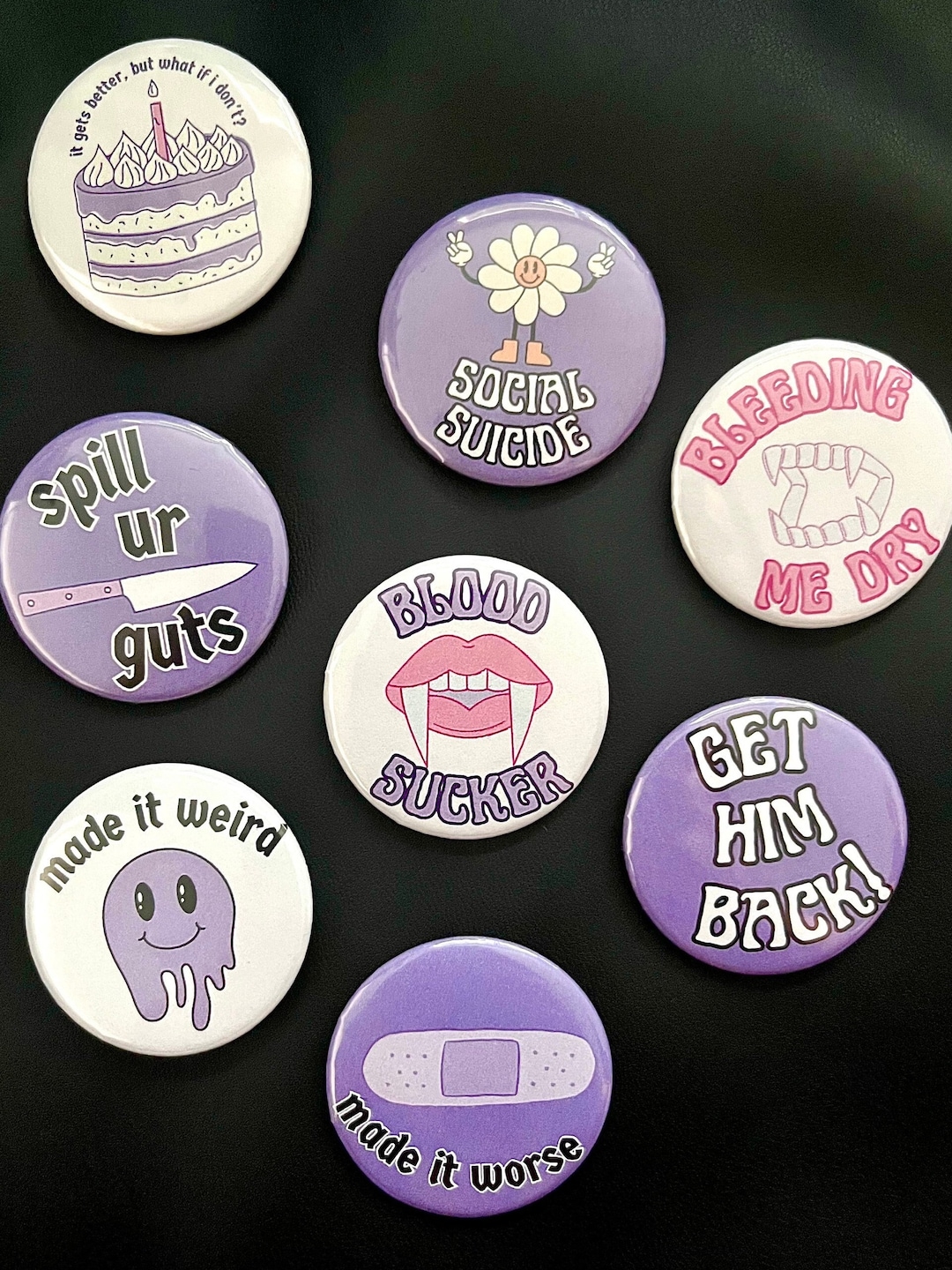 Spill Ur Guts Buttons - Set of 8 Pins - Etsy