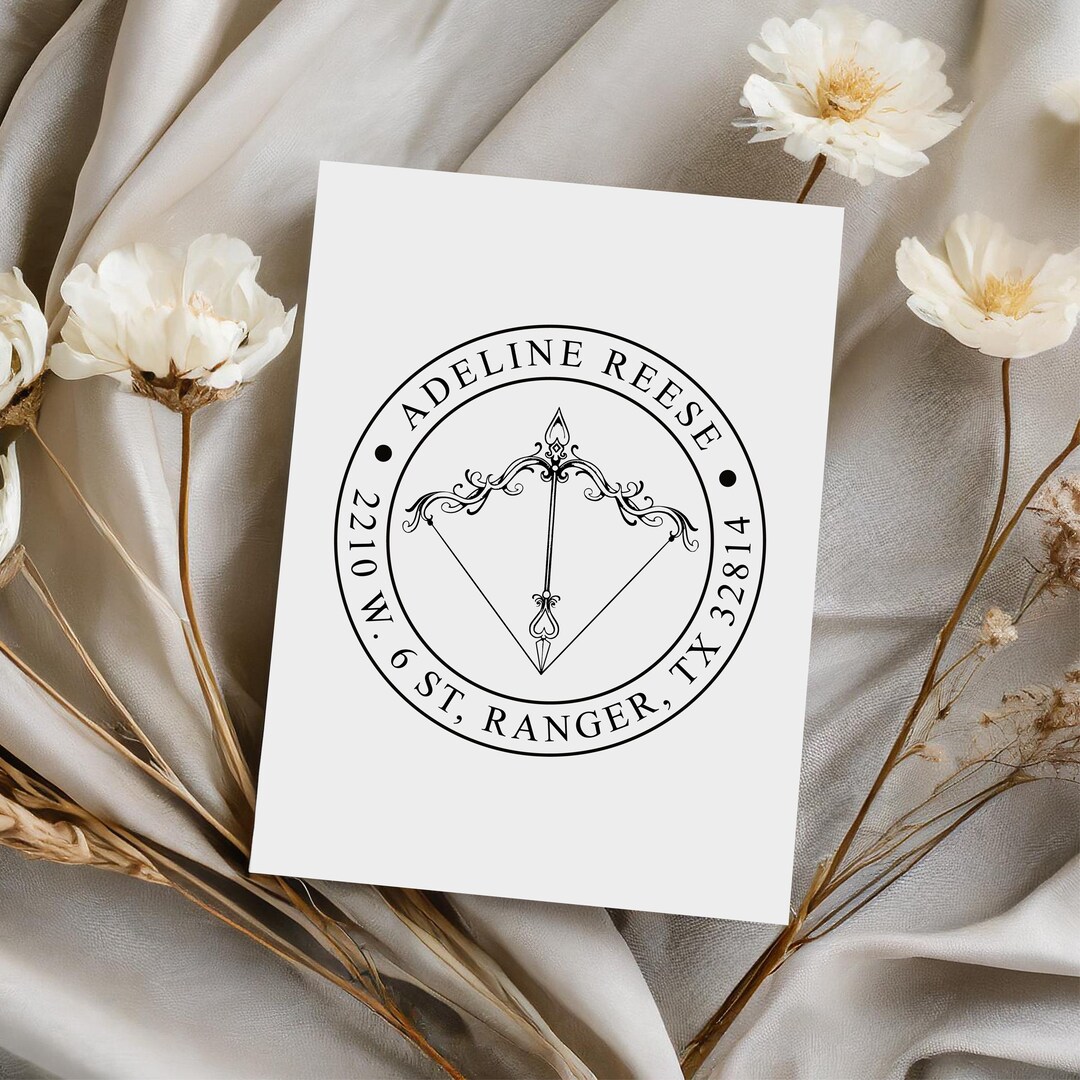 Custom Address Stamp - Bow and Arrow Self-inking Stamp, Housewarming ...