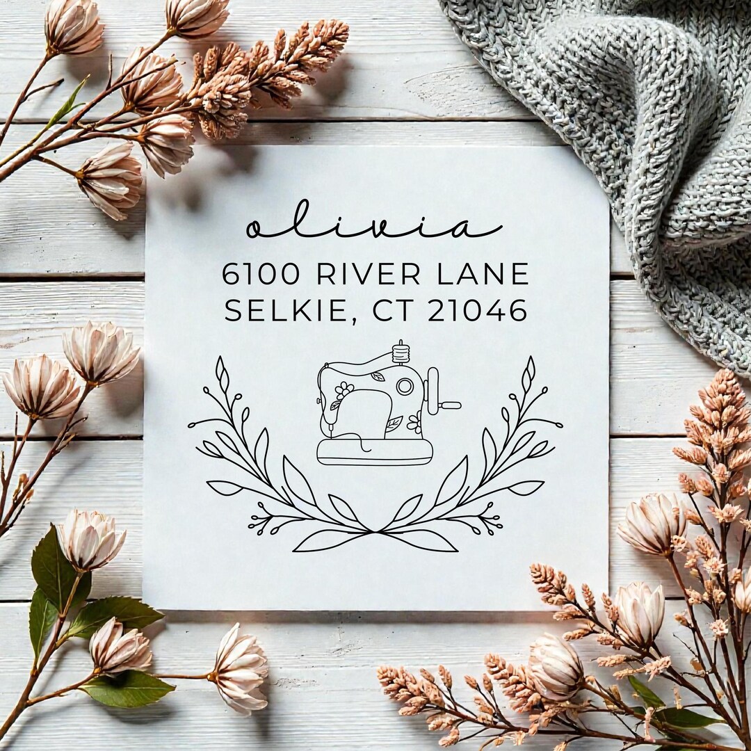 Custom Home Address Stamp With Needle and Thread - Maker Inspired Self ...