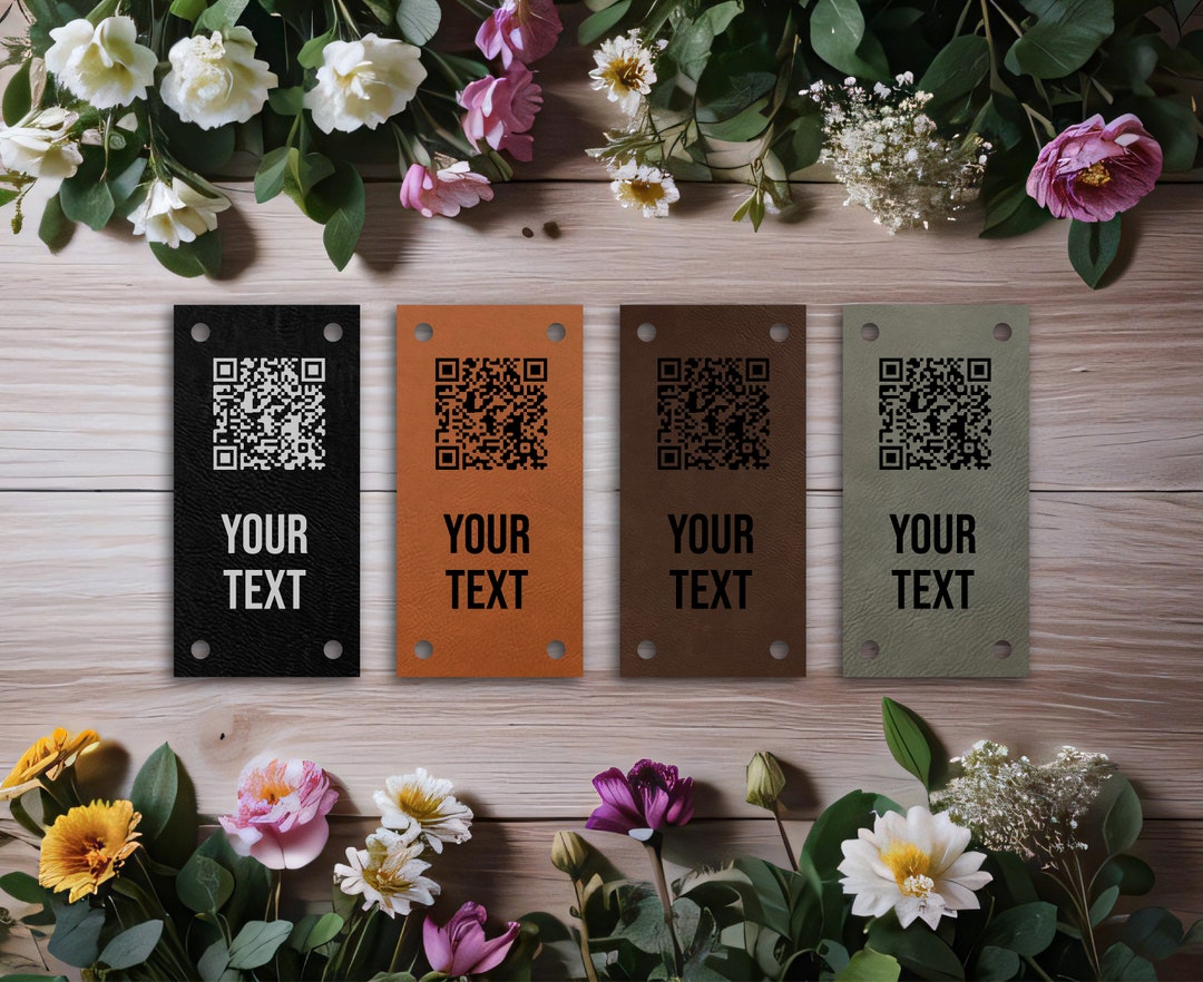 QR Code Leather Labels - Custom Fold Over Leather Tags - Knitting ...