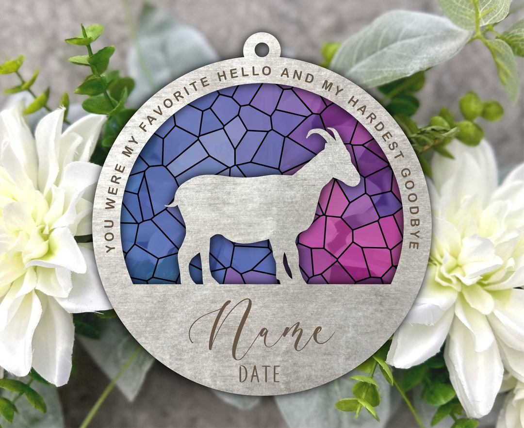 Goat Memorial Suncatcher - Pet Memorial Gift - Pet Loss Gift - Sympathy ...