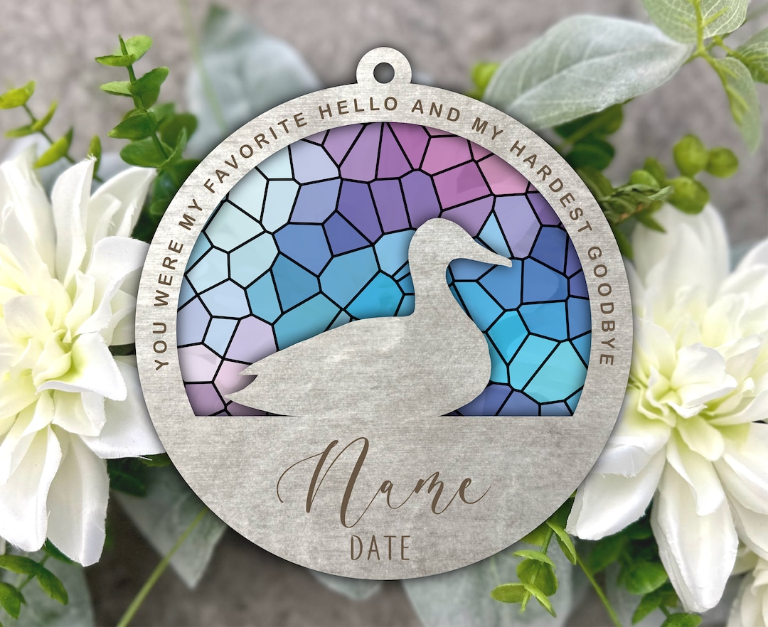 Duck Memorial Suncatcher - Pet Memorial Gift - Pet Loss Gift - Sympathy ...