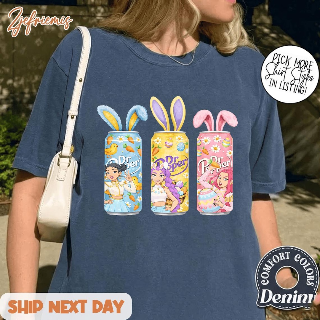 Huntrix Mira Zoey Rumi Easter Soda Shirt – Kpop Bunny Spring Graphic ...