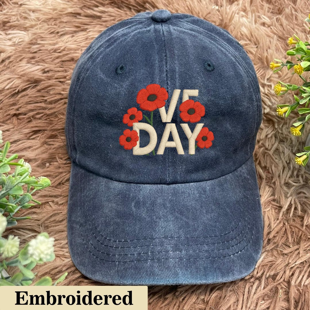 Embroidered VE Day 80 Hat, VE Day Commemorative Embroidered Cap, 80th ...