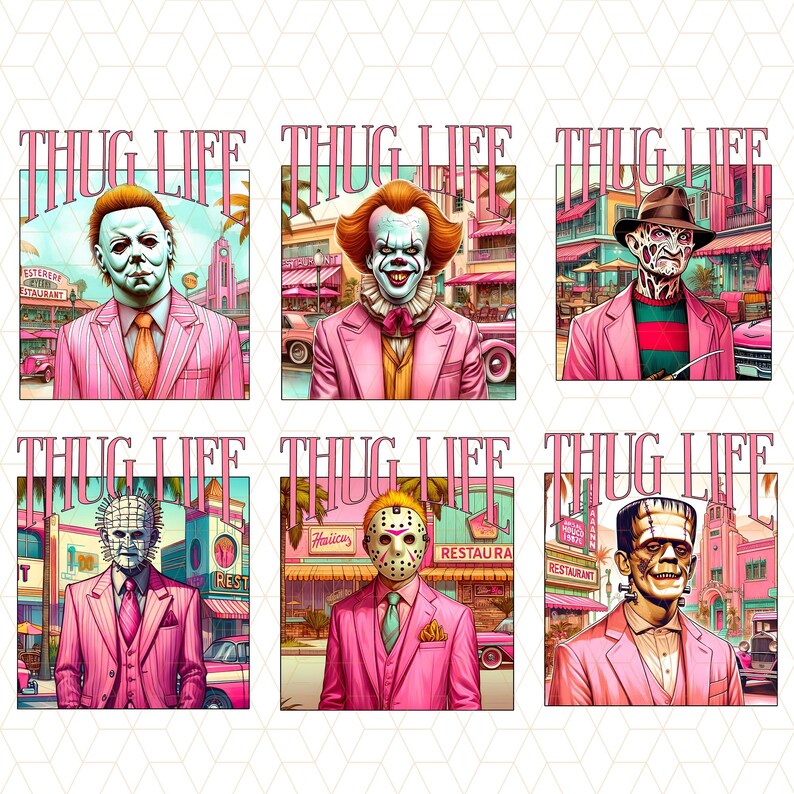 Thug Life Horror Halloween Bundle Png, Retro Halloween Movies Png ...