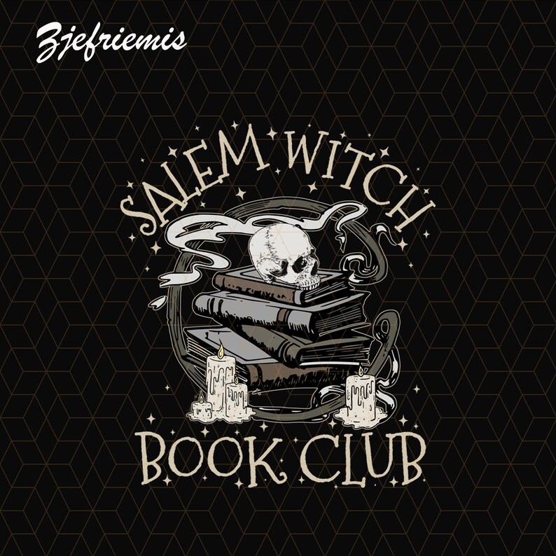 Retro Salem Witch Book Club Png, Skull Bookish Halloween Png, Skull ...